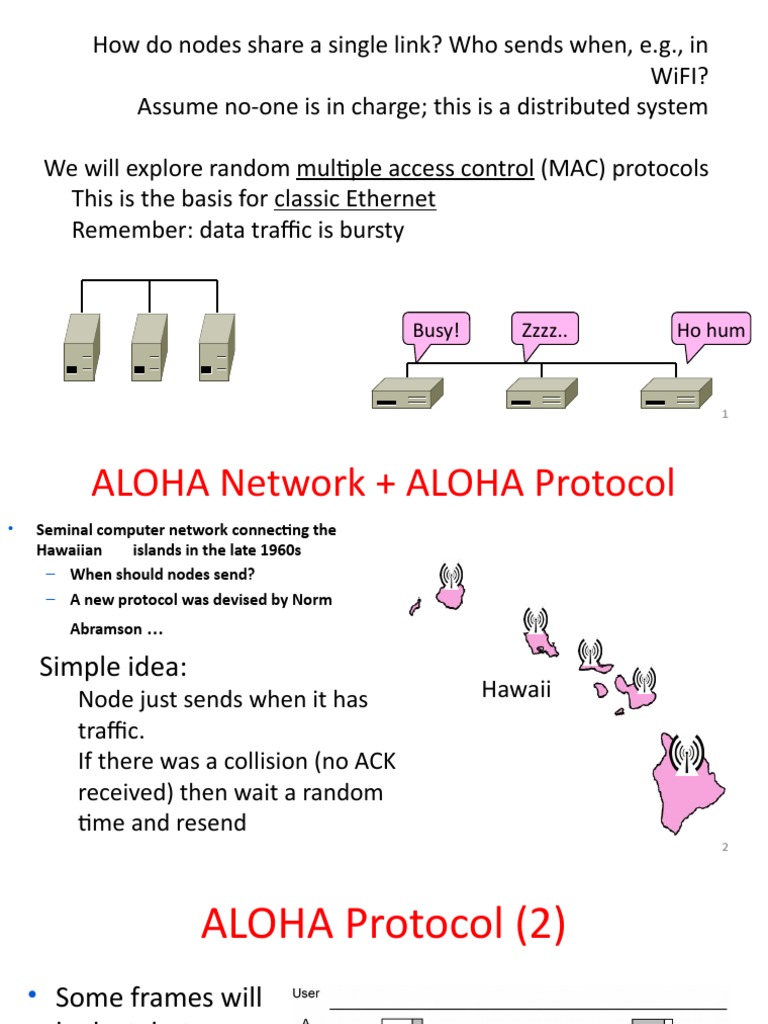 Notes 5b Aloha Protocol | PDF | Channel Access Method | Ieee 802.11
