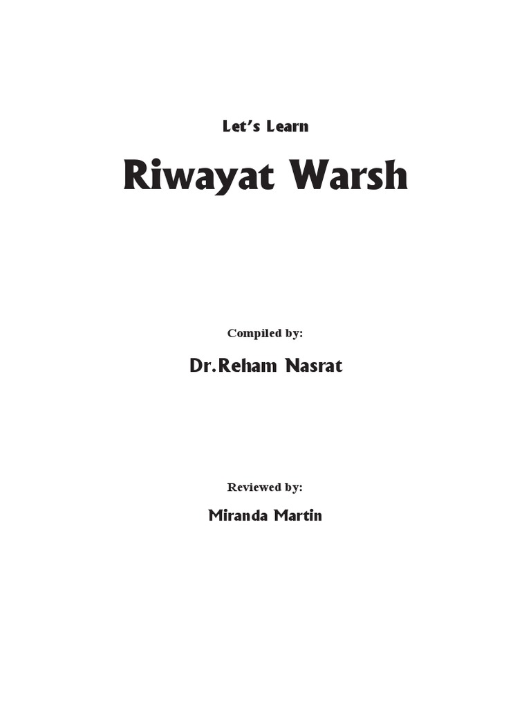 Let's Learn Riwayat Warsh | PDF | Islamic Texts | Medieval Arabic Texts