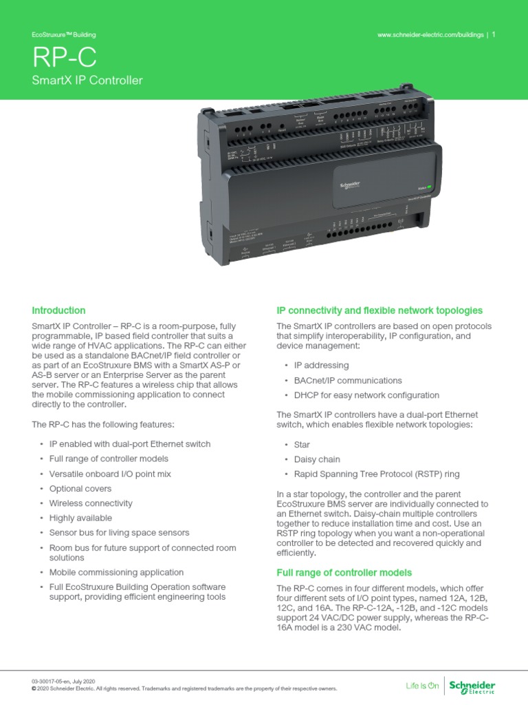 RP-C - SmartX IP Controller Specification Sheet | PDF | Network ...