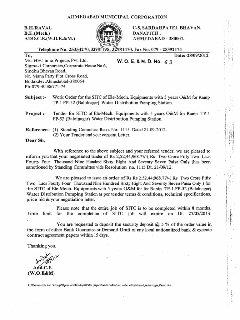AMC Work Order | PDF