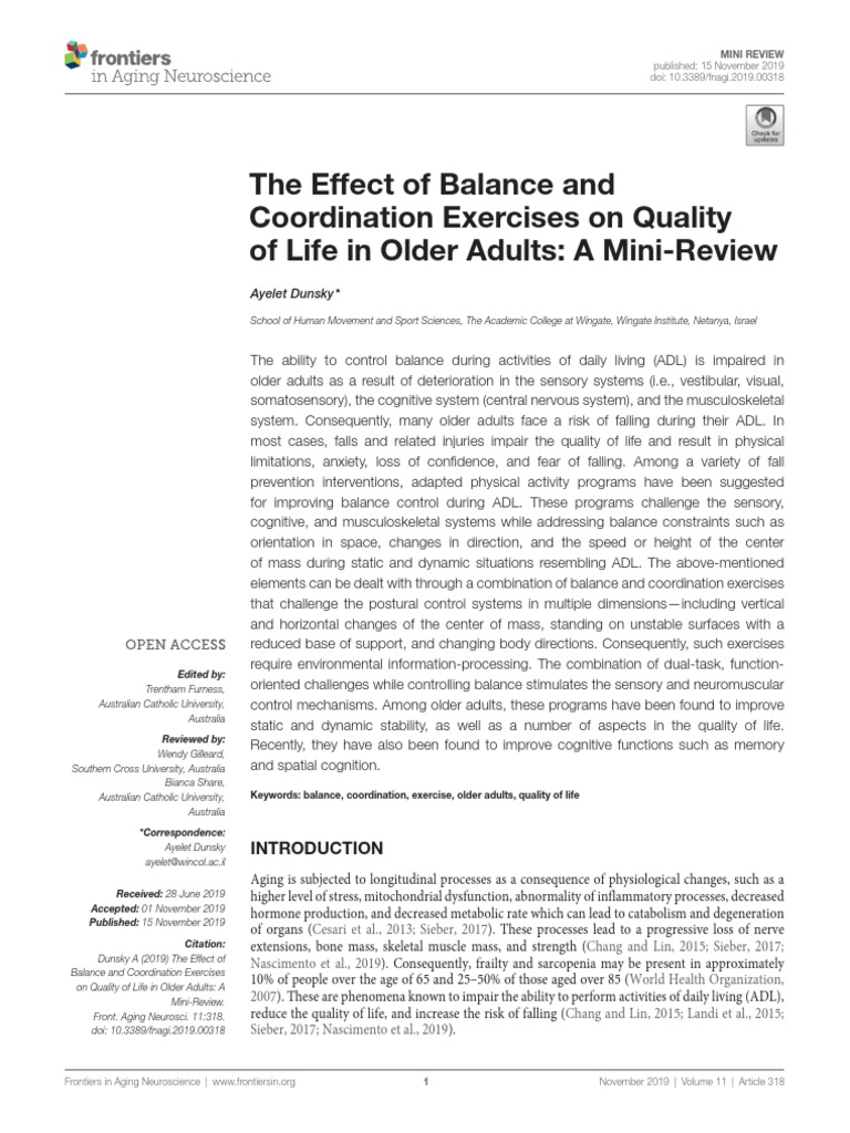 The Effect of Balance and Coordination Exercises On Quality of Life in ...