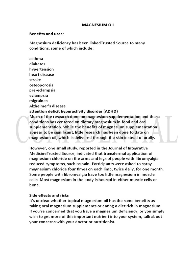 Benefits and Uses | PDF | Magnesium | Dietary Supplements