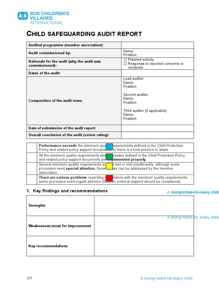 Child Safeguarding Audit Report - Template | PDF | Audit | Risk