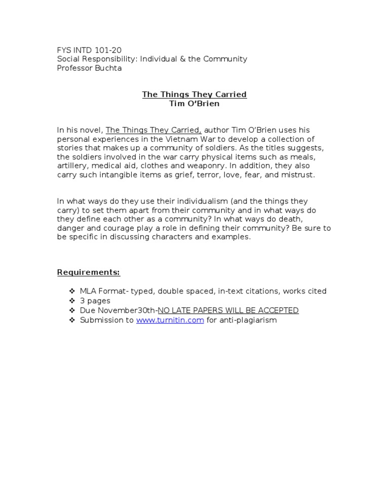 Paper #3 Things They Carried | PDF