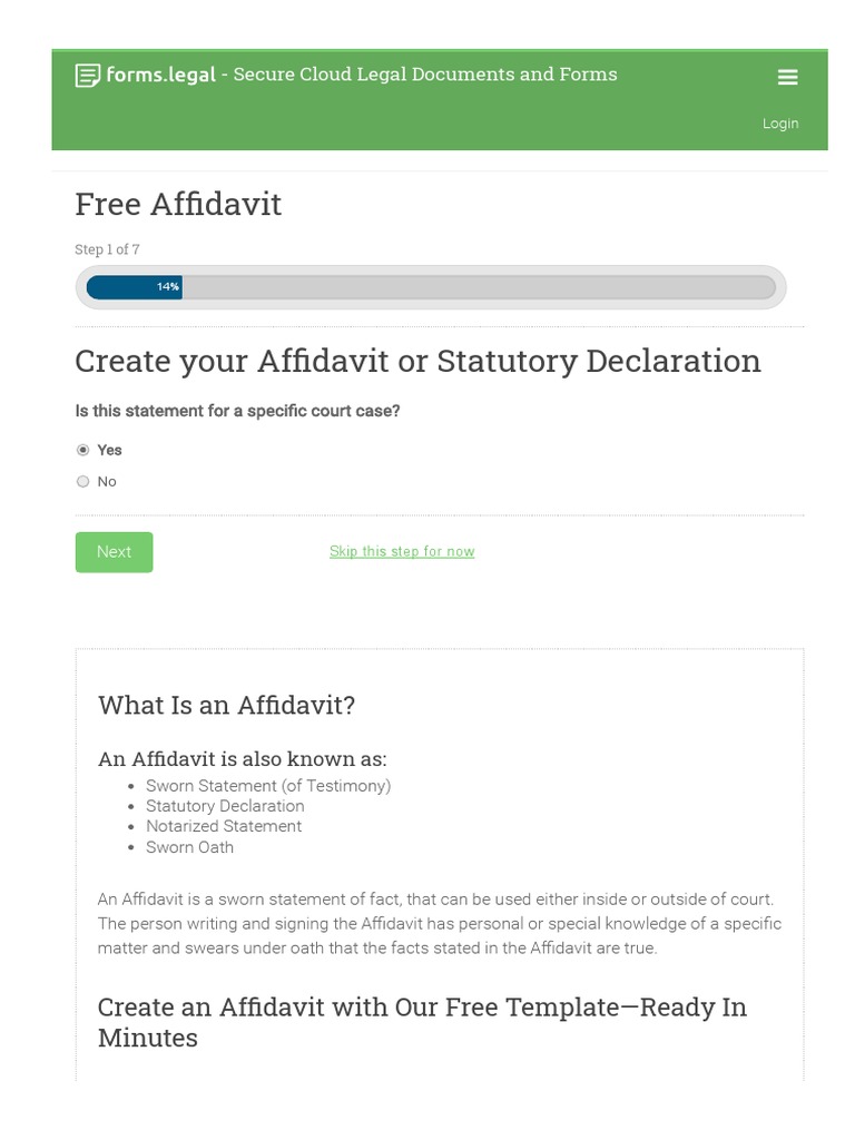 Forms Legal Free Affidavit | PDF | Affidavit | Notary Public
