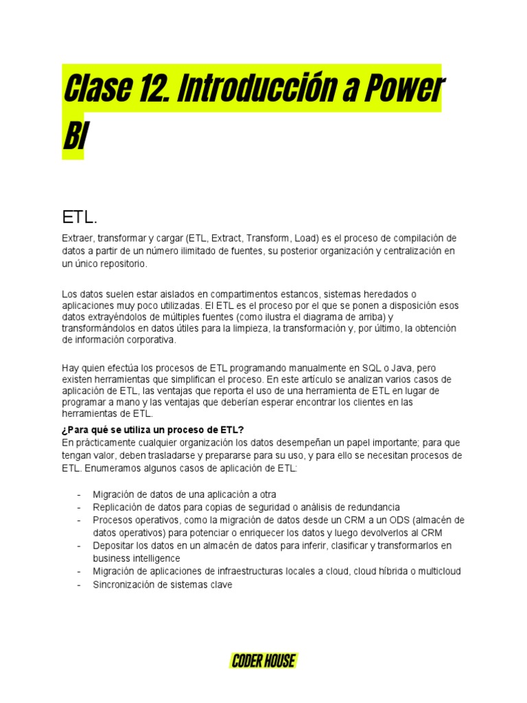 Clase 12 - Introducción A Power Bi | PDF | Bases de datos | SQL