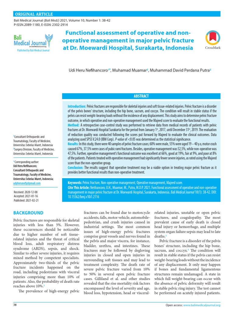 Functional Assessment of Operative and Nonoperative Management in Major ...