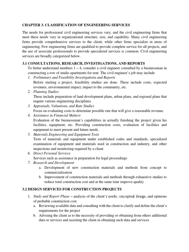 Chapter 3. Classification of Engineering Services | PDF | Engineer ...