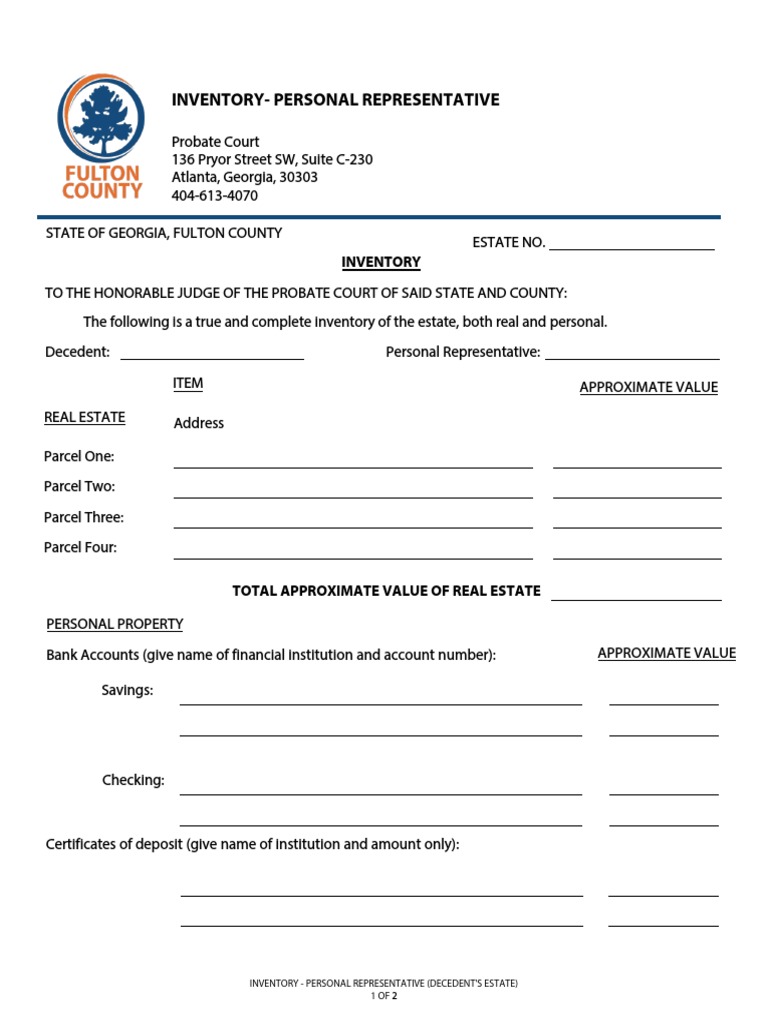 Fulton - Probate Court Inventory | PDF | Probate | Common Law