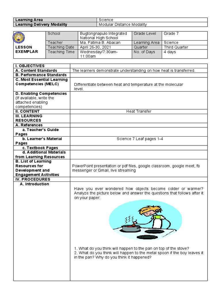 Heat Transfer Concepts for Grade 7 Science | PDF | Heat | Heat Transfer