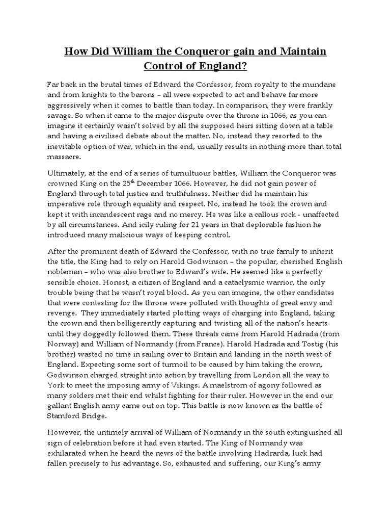 How Did William The Conqueror Gain and Maintain Control of England ...