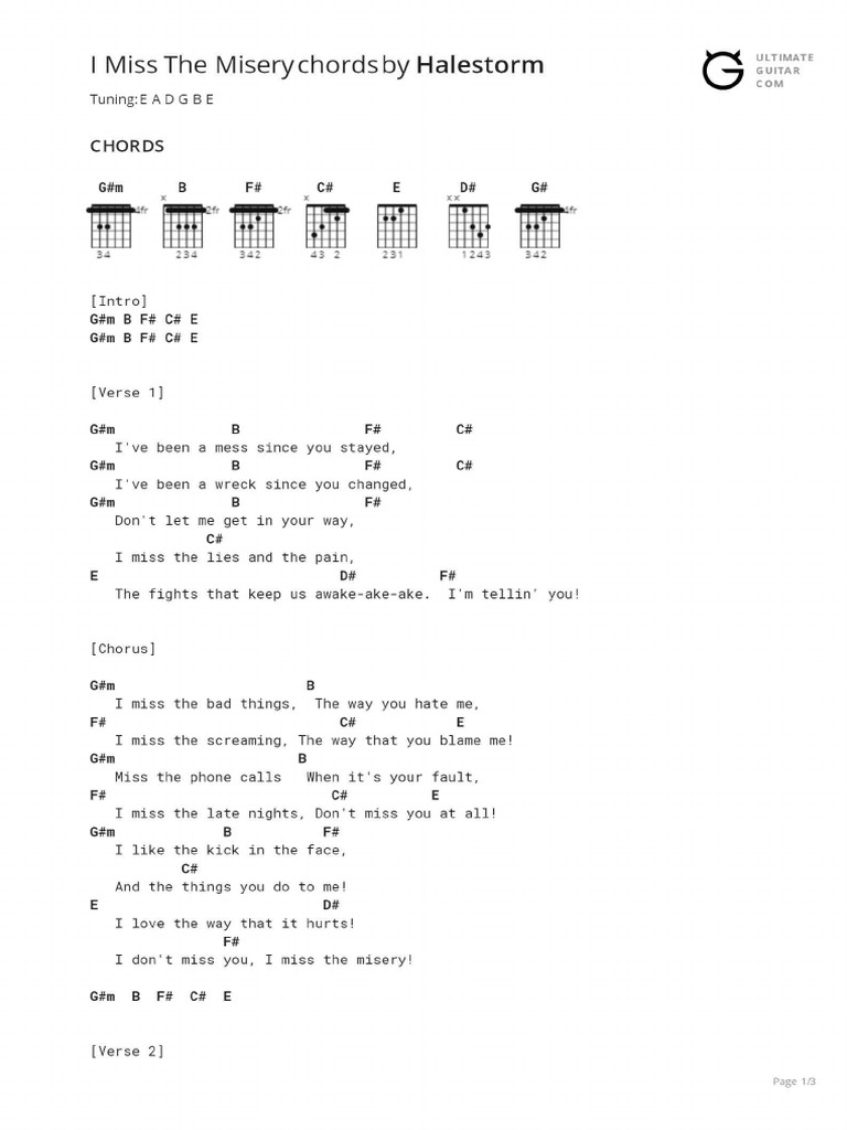 I Miss The Misery Chords | PDF