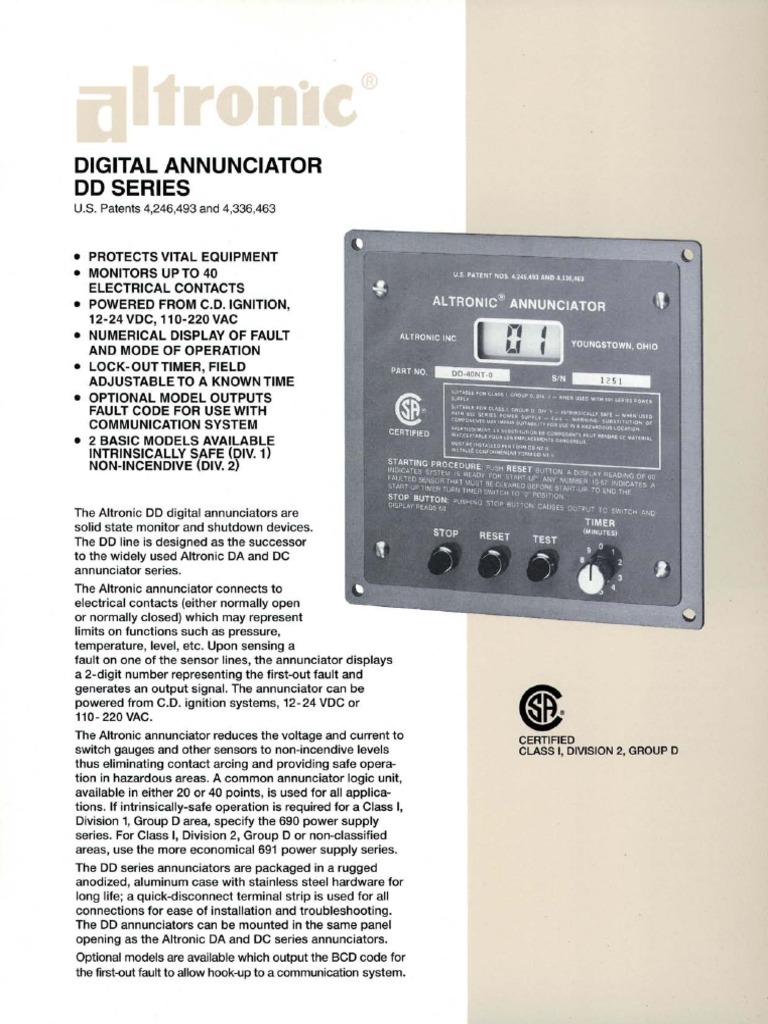 Altronic DD Anunciator | PDF