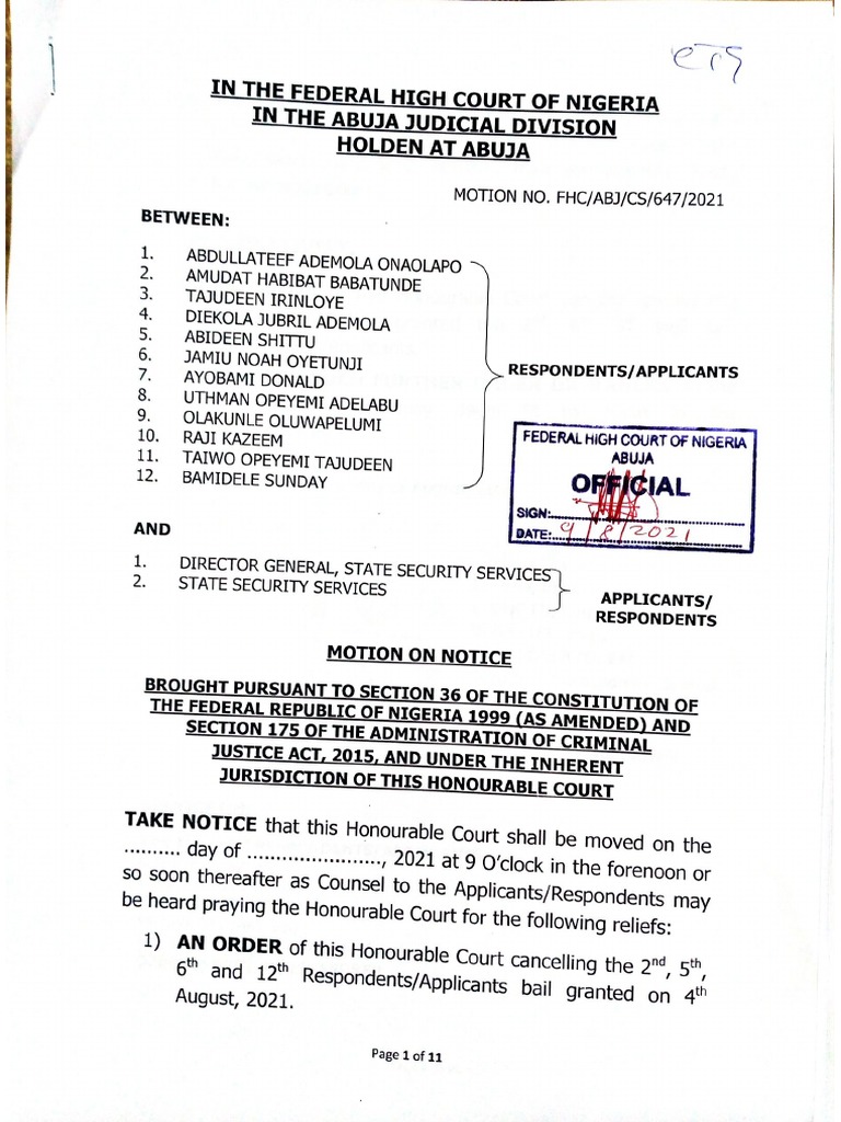 DOCUMENTS: Lawless Department of State Services Files Fresh Remand ...