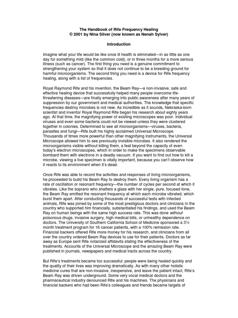 The Handbook of Rife Frequency Healing | PDF | Psychotherapy ...