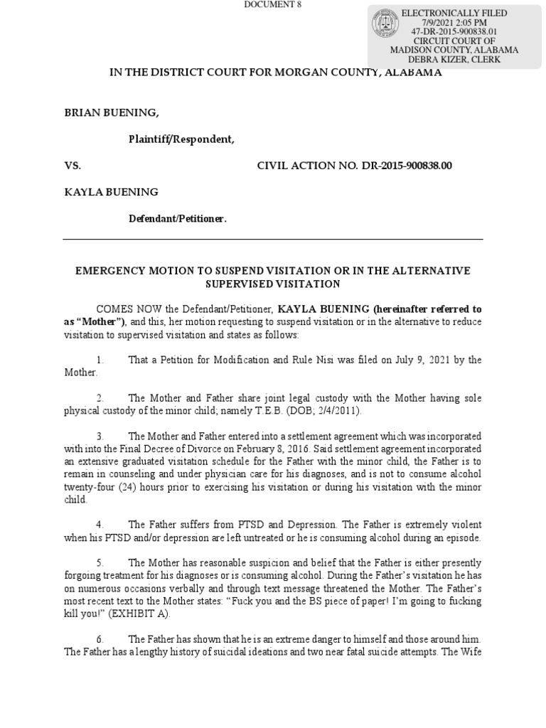 Emergency Motion | Download Free PDF | Contact (Law) | Child Custody