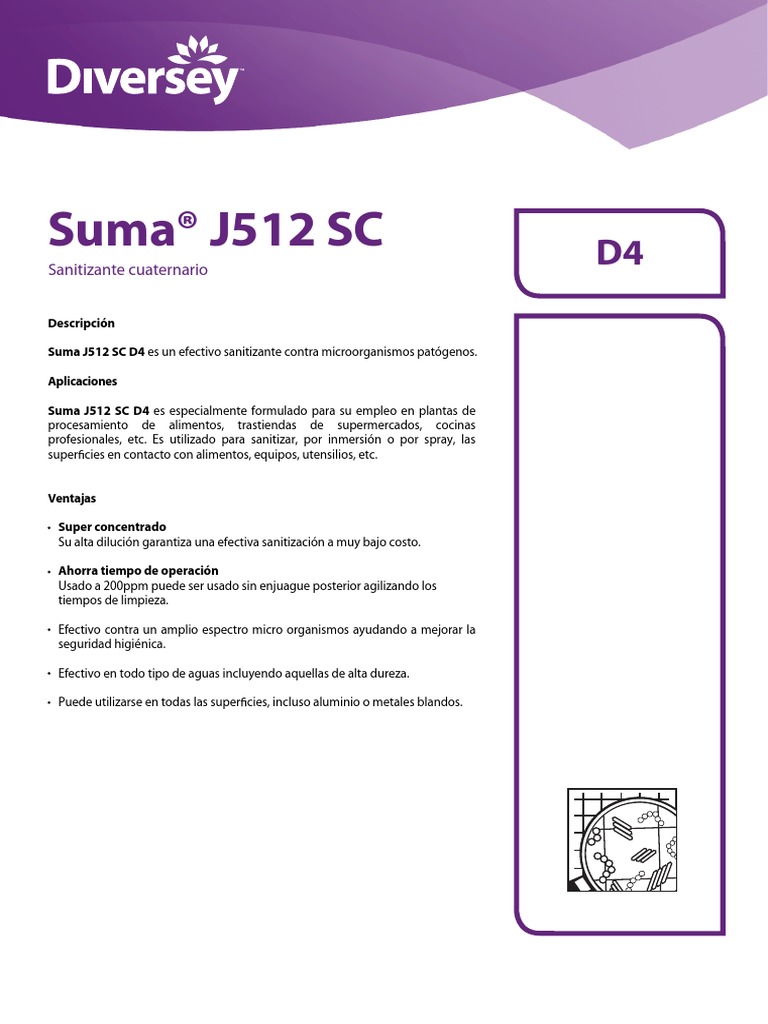 Ficha Tecnica-5872 - SUMA J512 SC X 5 LT. R02912 DIVERSEY | PDF ...