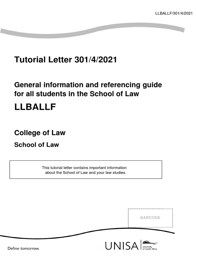 Tutorial Letter 301/4/2021: Llballf | PDF | Distance Education ...
