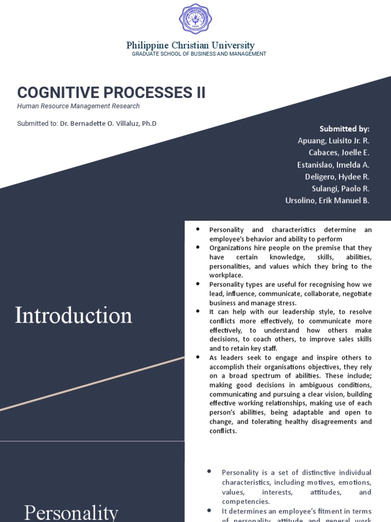 Cognitive Processes Ii: Philippine Christian University | PDF | Attitude (Psychology ...