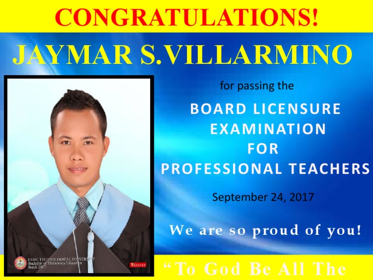 Jaymar Villarmino: Teacher Exam Success | PDF