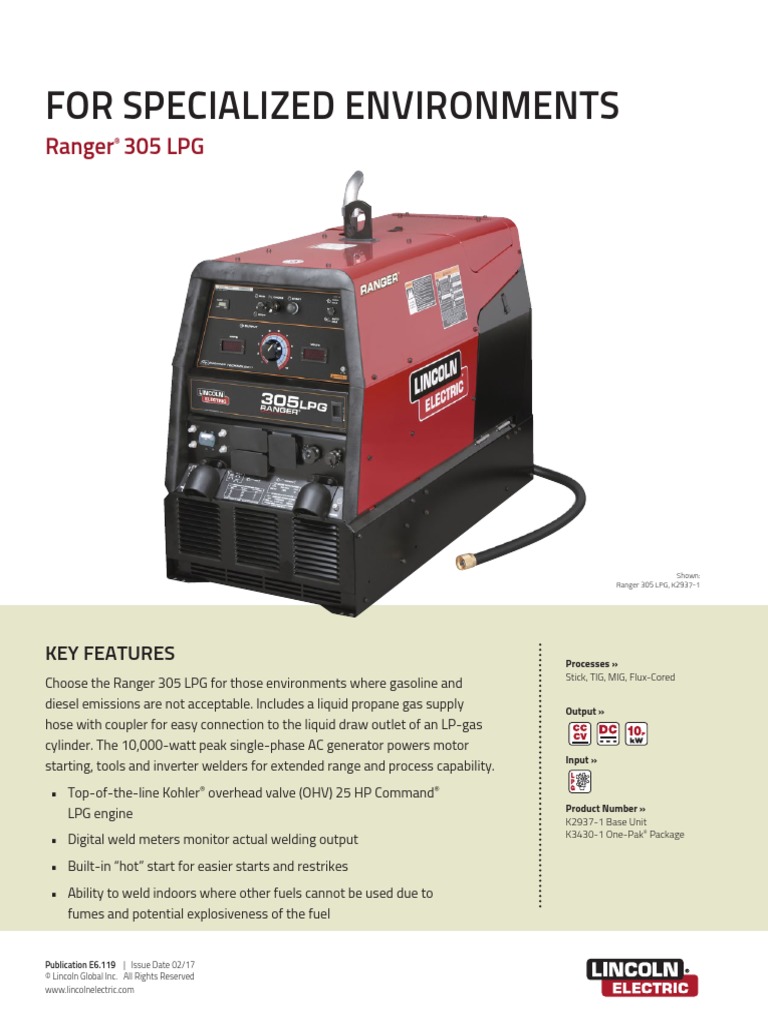 For Specialized Environments: Ranger 305 LPG | PDF | Mains Electricity ...