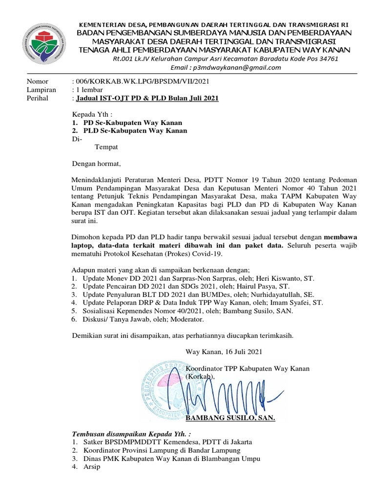 006.IST Dan OJT Bulan Juli 2021 PD PLD | PDF