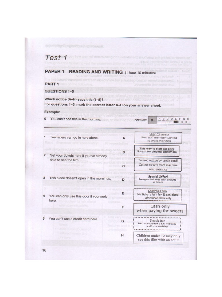 KET Exam Paper 1 | PDF