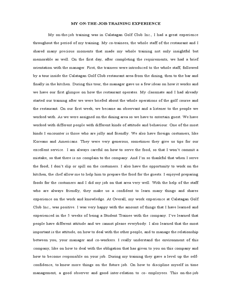 My Ojt Experience | PDF | Psychological Concepts | Behavior Modification