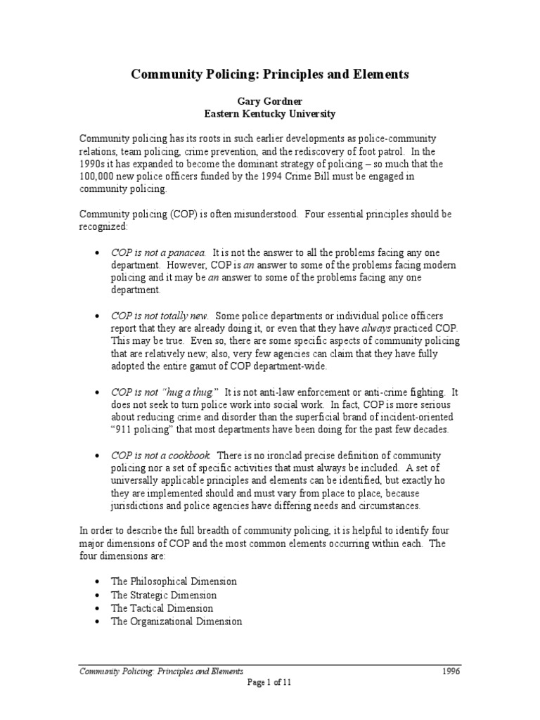 Community Policing Principles Explained | PDF | Community Policing | Police