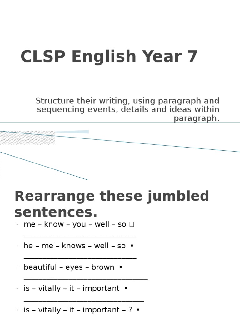 CLSP English Year 7 Structure Their Writing | PDF | Languages ...