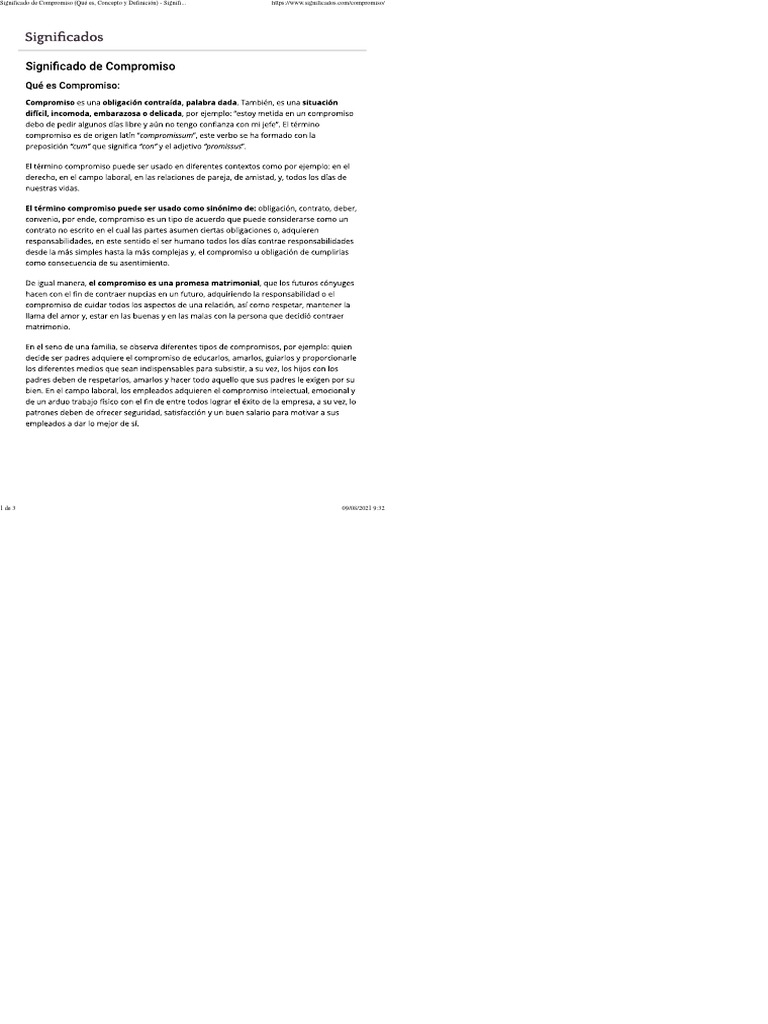 Significado de Compromiso (Qué Es, Concepto y Definición ...