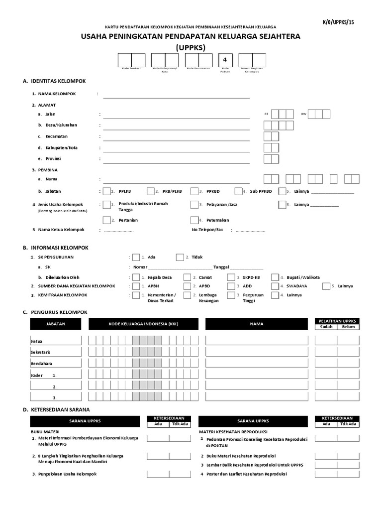 Formulir K 0 UPPKS 15 | PDF