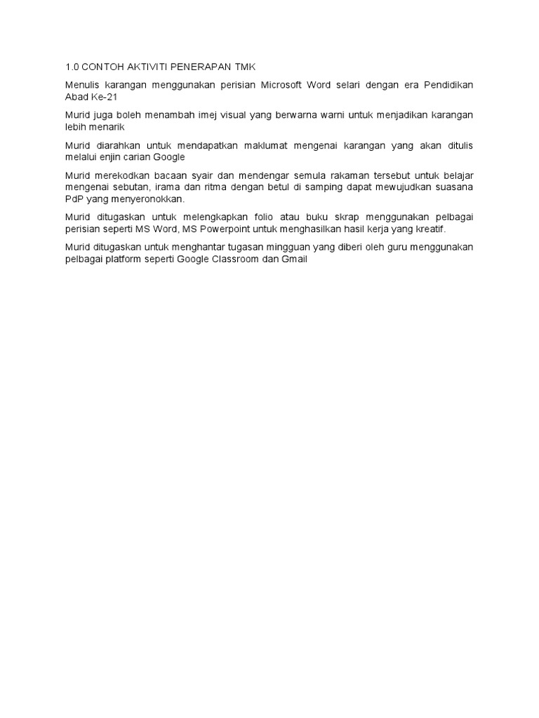 Contoh Aktiviti Penerapan TMK | PDF
