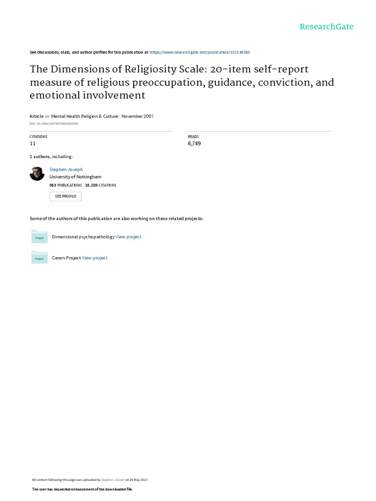 Dimensions Religion | Download Free PDF | Prayer | Likert Scale