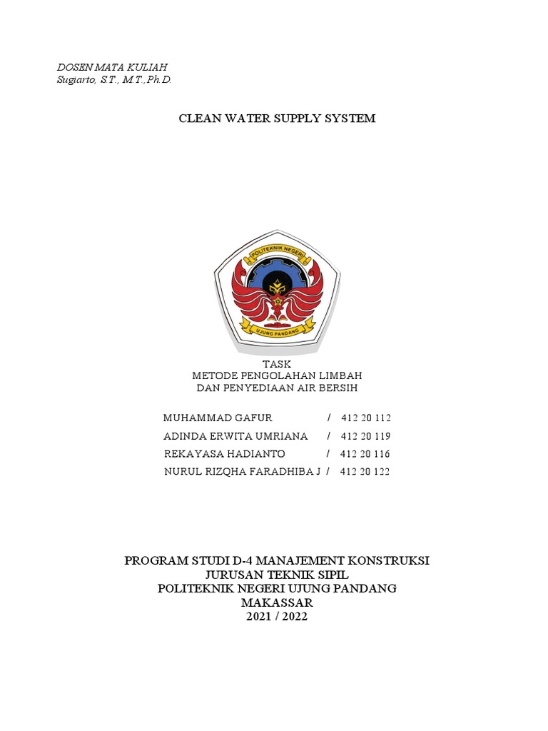 Sistem Penyediaan Air Bersih (Translate) | PDF | Water Purification | Water