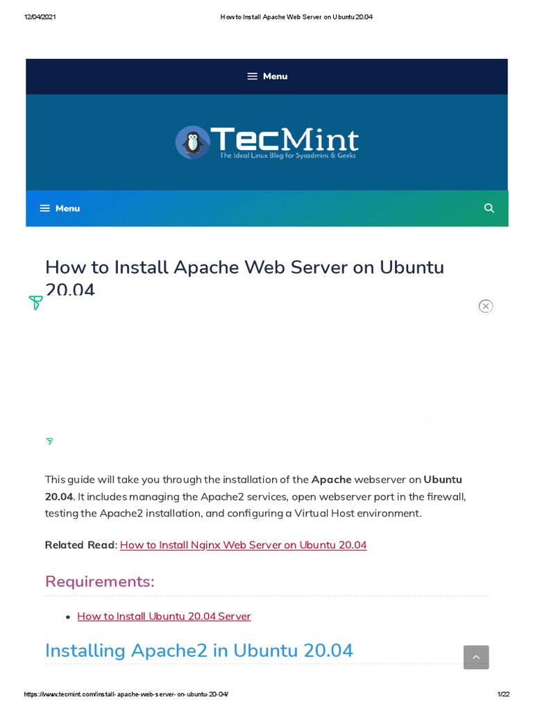 How To Install Apache Web Server On Ubuntu 20.04 | PDF | Internet & Web ...