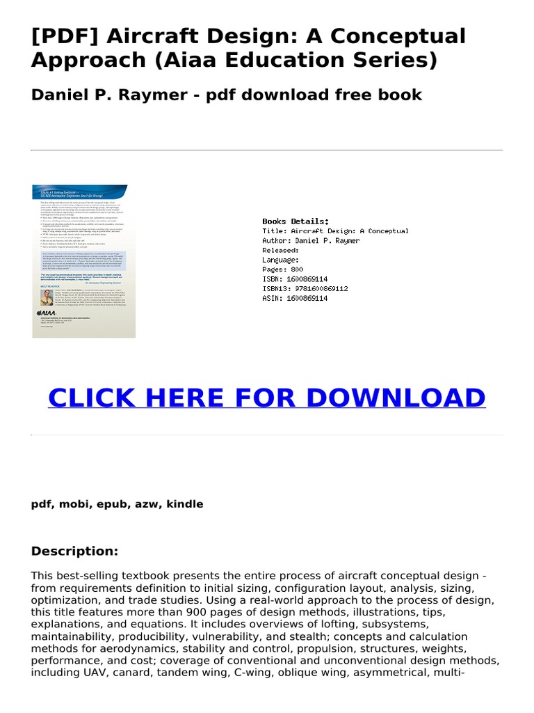 Click Here For Download: (PDF) Aircraft Design: A Conceptual Approach ...