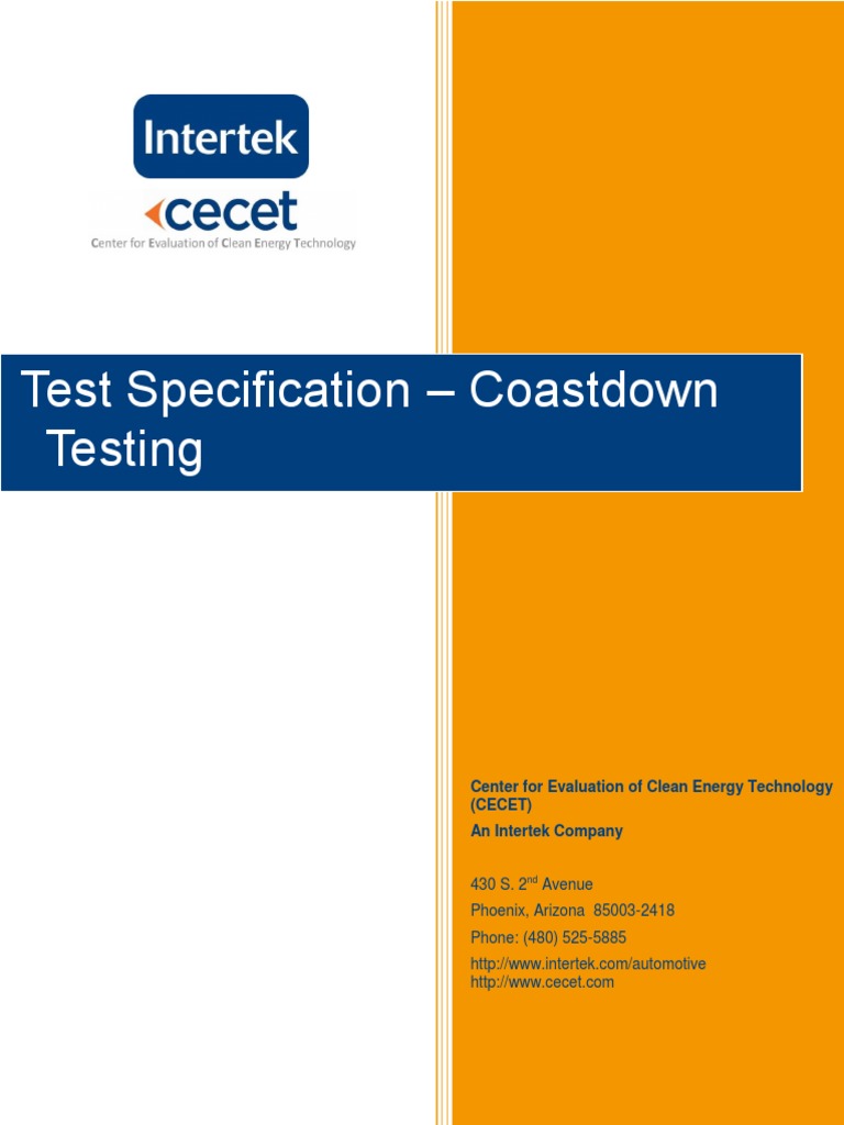 Inter Tek Test Spec Coast Down Testing | PDF | Electric Motor ...