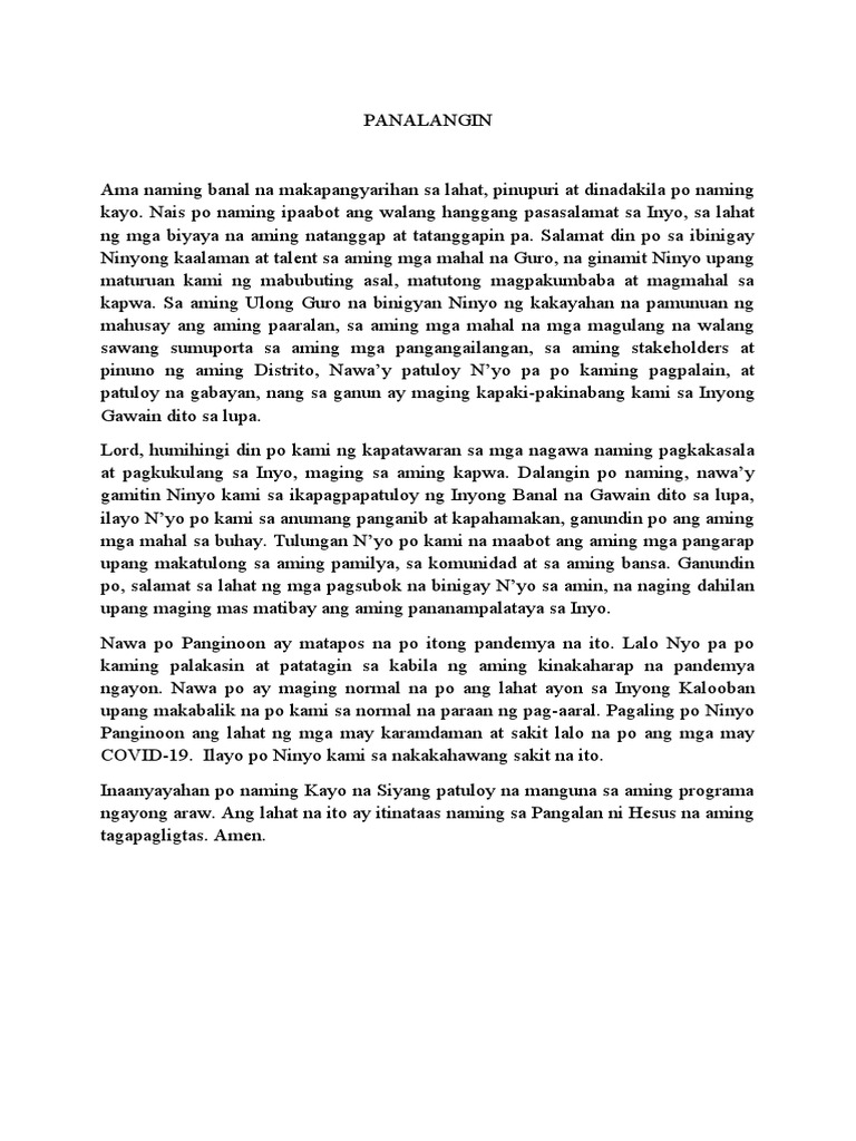 PANALANGIN | PDF