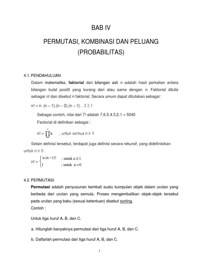 Permutasi dan Kombinasi dalam Matematika | PDF