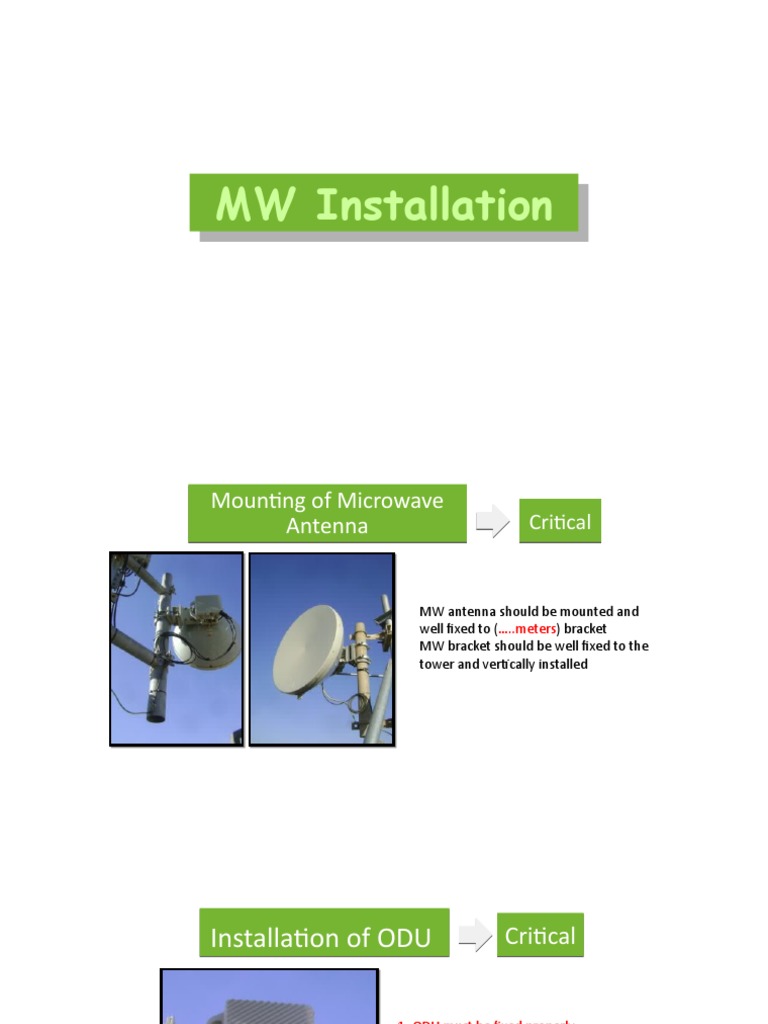 MW Antenna and ODU Installation Guide | PDF | Antenna (Radio ...