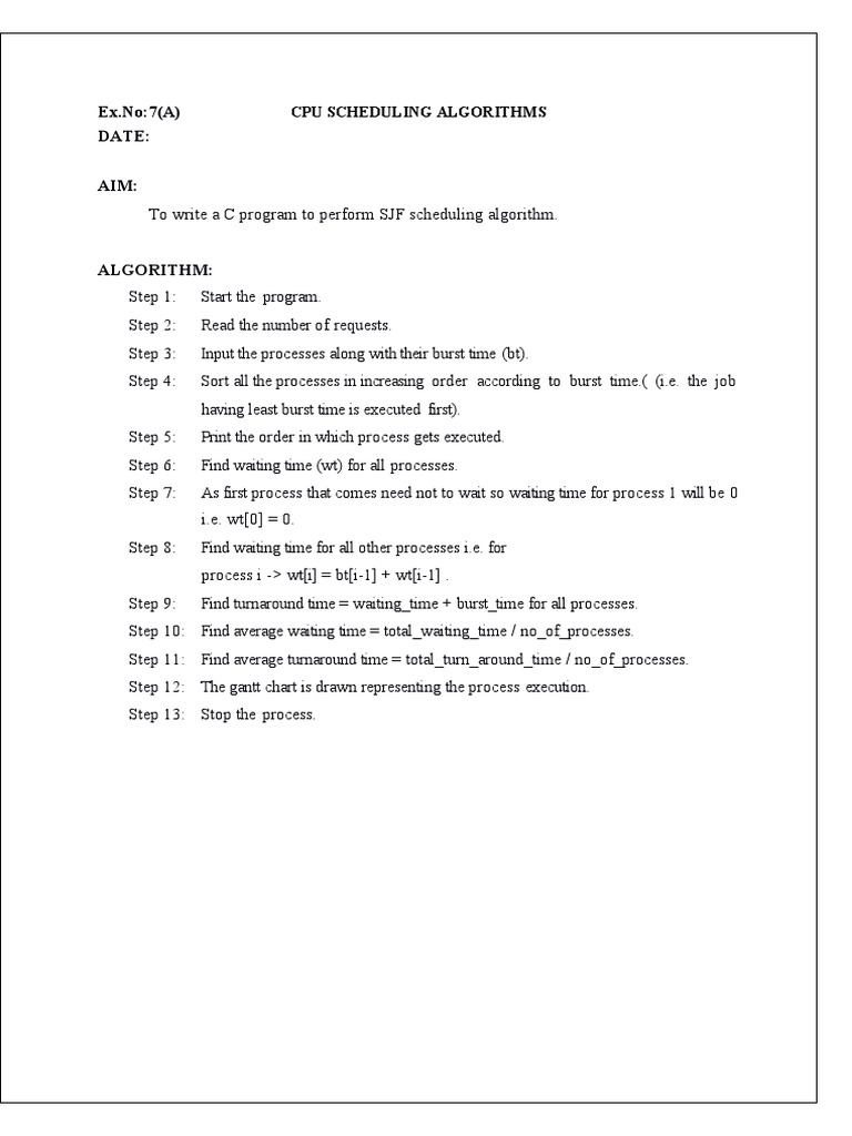 Ex - No:7 (A) Date: Aim:: Cpu Scheduling Algorithms | PDF | Scheduling ...