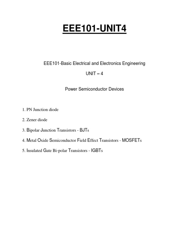 Intro to Power Semiconductor Devices | PDF | P–N Junction | Field Effect Transistor
