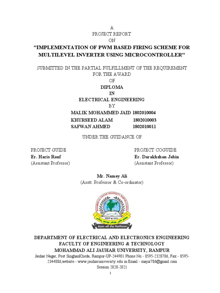 Implementation of PWM Based Firing Scheme For Multilevel Inverter Using Microcontroller | PDF ...