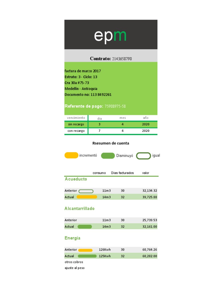 Factura de Epm en Excel | PDF
