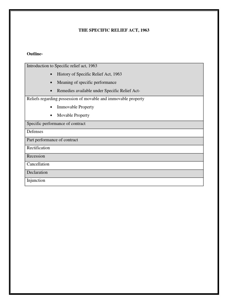 Specific Relief Act | PDF | Injunction | Lawsuit