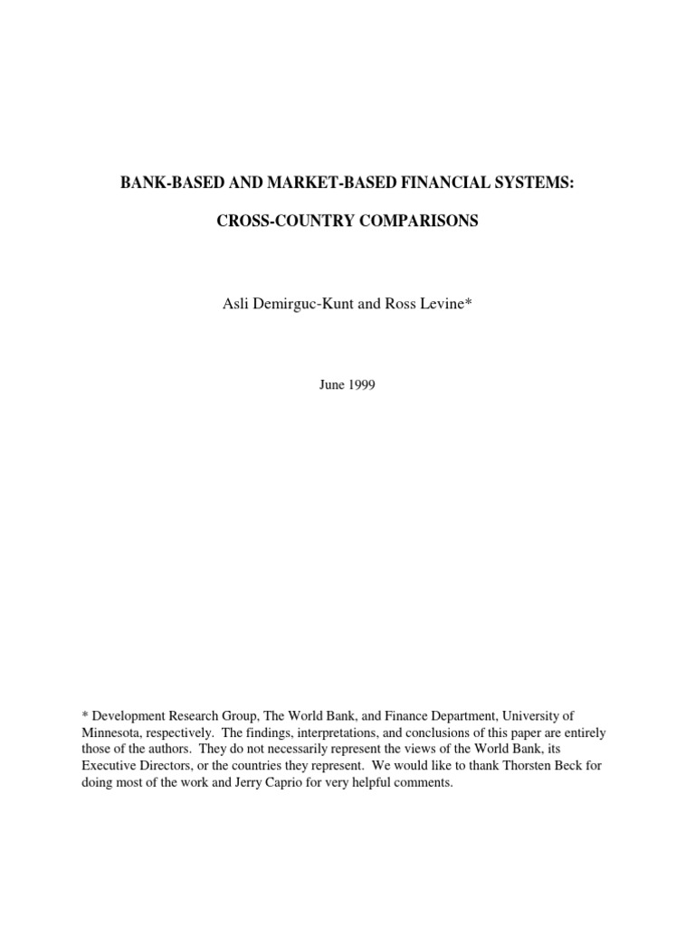 Bank Based and Market Based Financial System Cross Country Comparisons ...