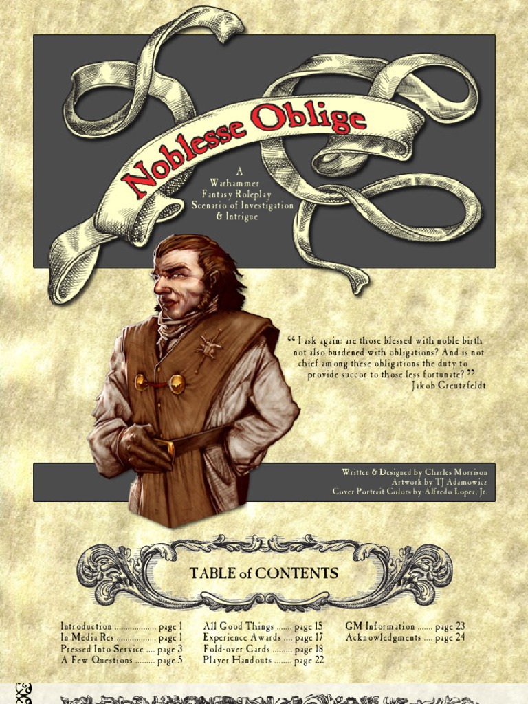 Noblesse Oblige (WFRP) | PDF