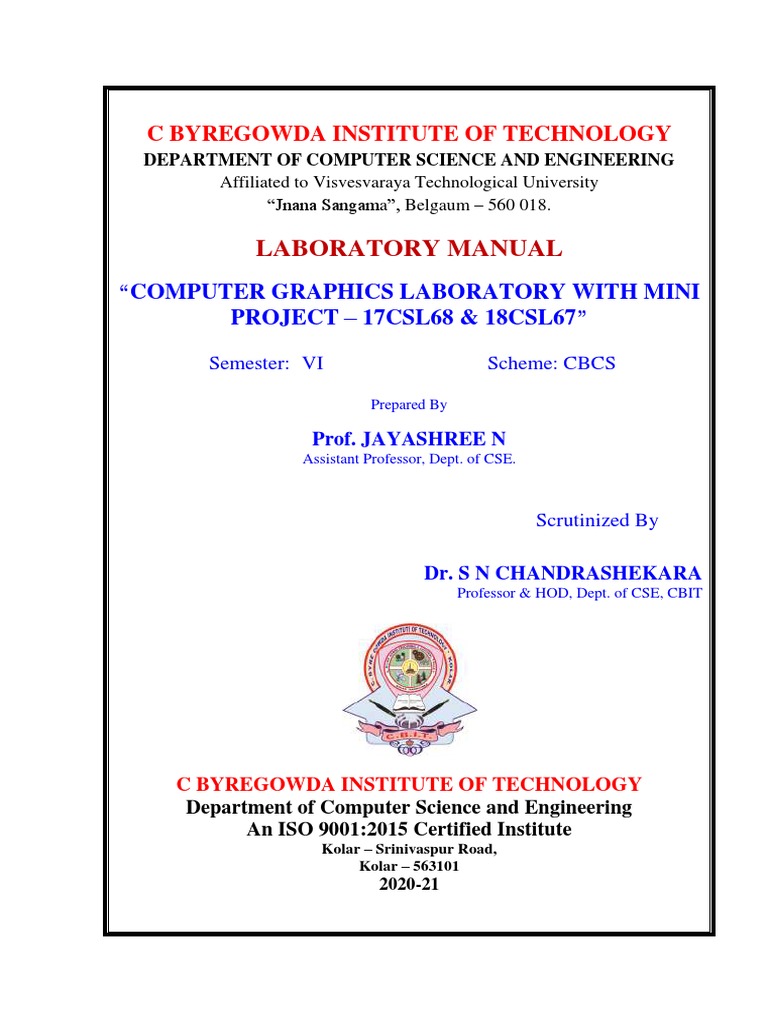 Cgv Lab Manual 2021 1 Pdf 3 D Computer Graphics Callback Computer Programming 