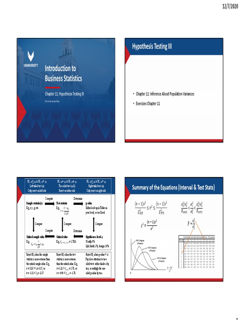 Introduction To Business Statistics: Hypothesis Testing III | PDF | P ...